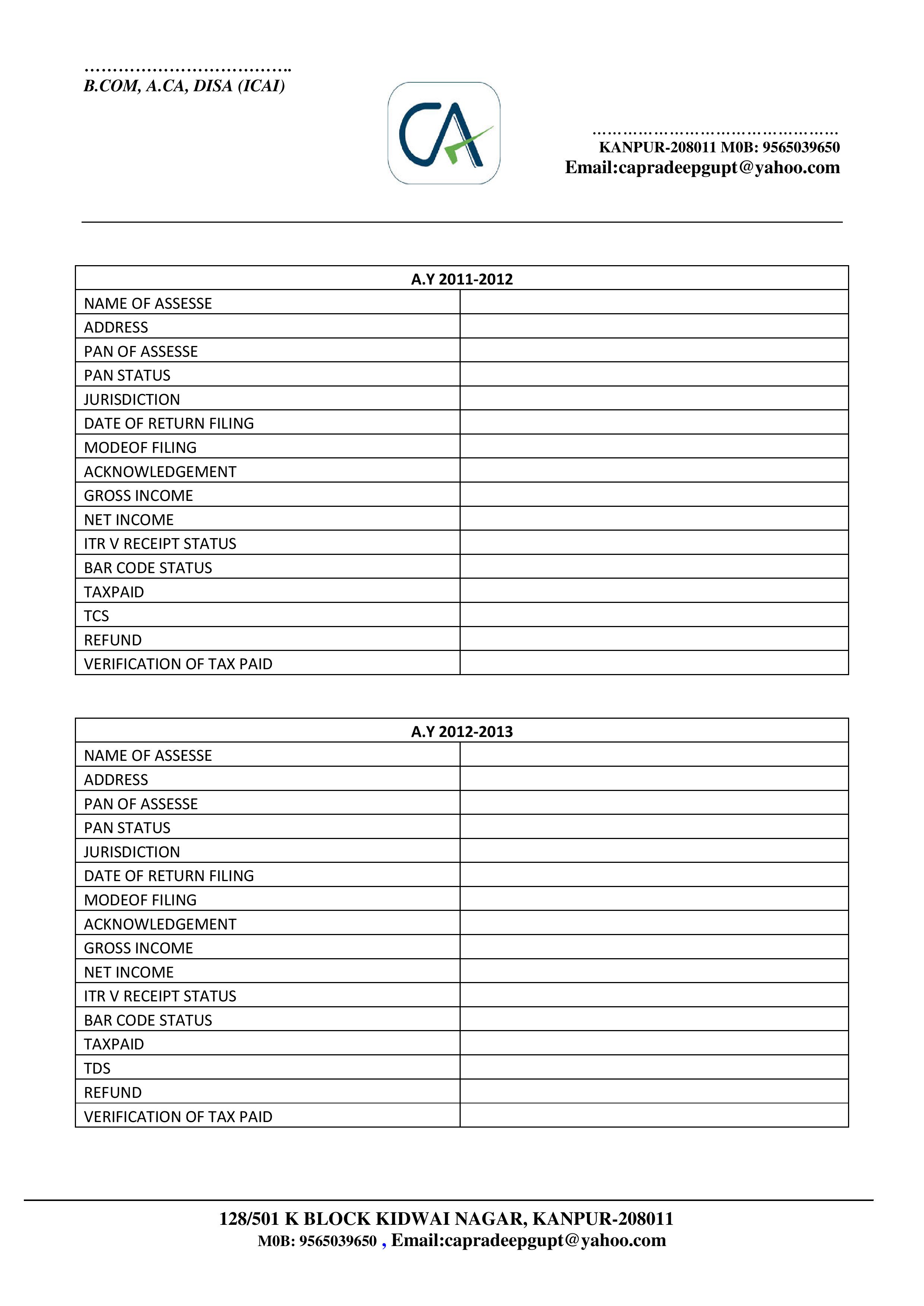 FORMAT OF ITR VERIFICATION REPORT IN WORD – Pro-Formats